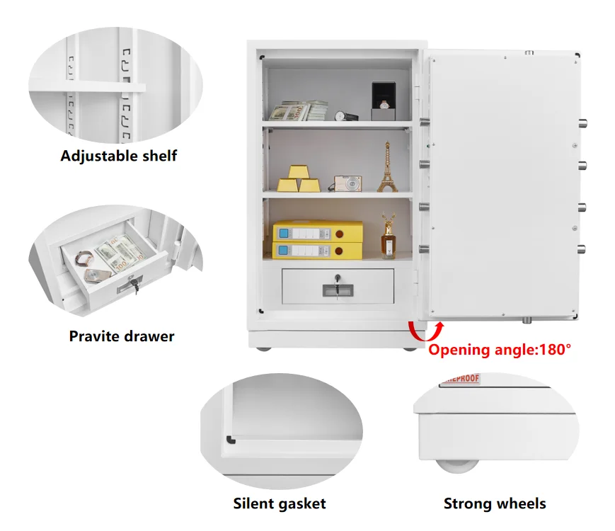 100kg Fireproof Safety Deposit Box Home Office Hotel Alarm System Safe ...