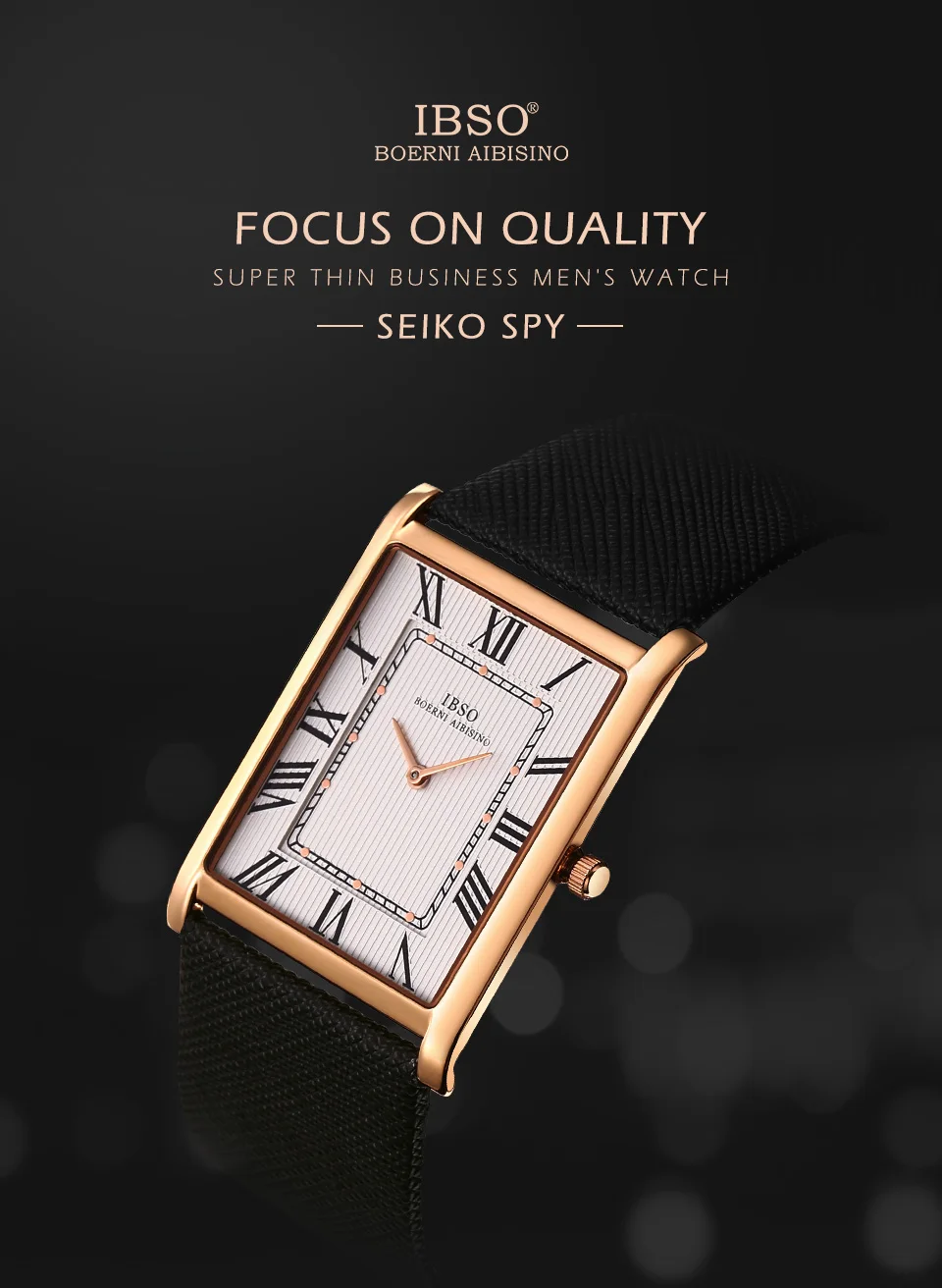 IBSO 2232G Men's Waterproof Quartz Watch - Trendy Square Dial, 30M ...