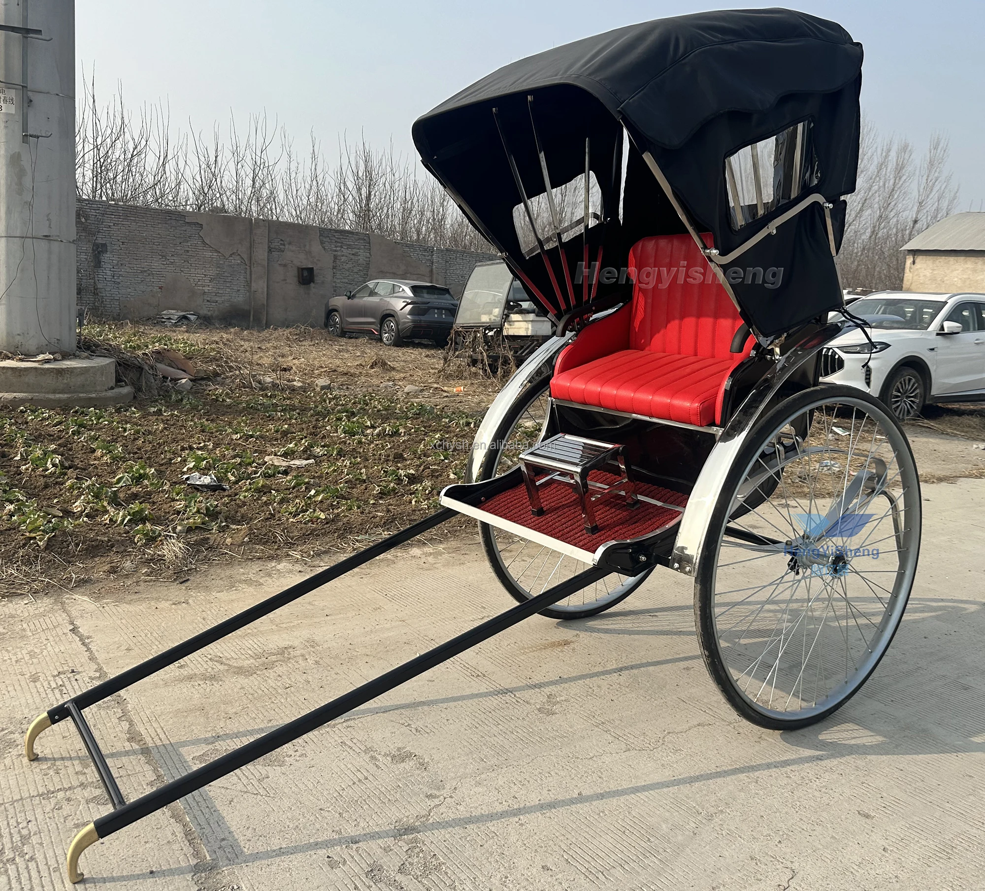 Black Rickshaw Sightseeing Travel Rickshaw Horse Drawn Carriage