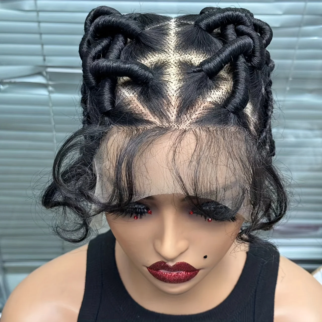 Lace Full Wig with Braided Updo - Perfect for Party Time - Womens High ...