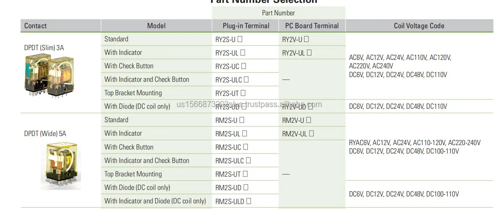 IDEC Slim Relay with Socket - DPDT Intermediate Relay
