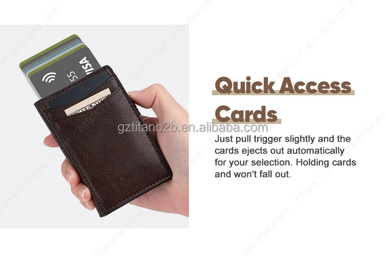 New Trend Personalised Mens Metal Wallet Minimalist Pop Up Genuine ...