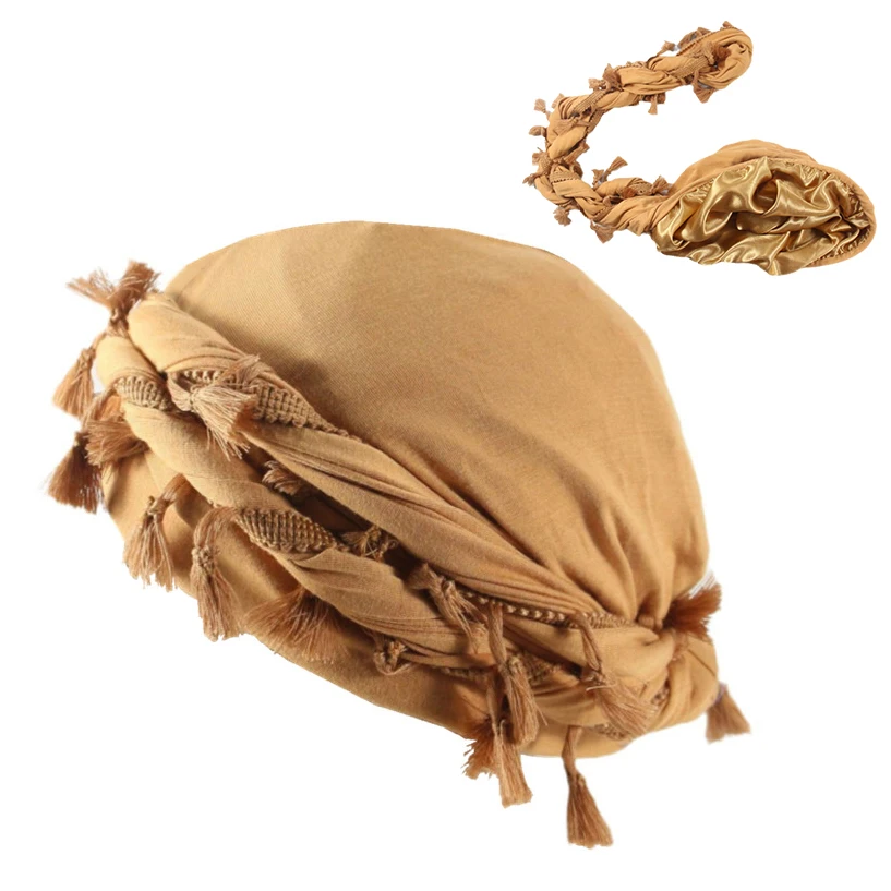 HZM-23207 Men Halo Turban Durag With Tassels Satin Lined Durag Tied ...