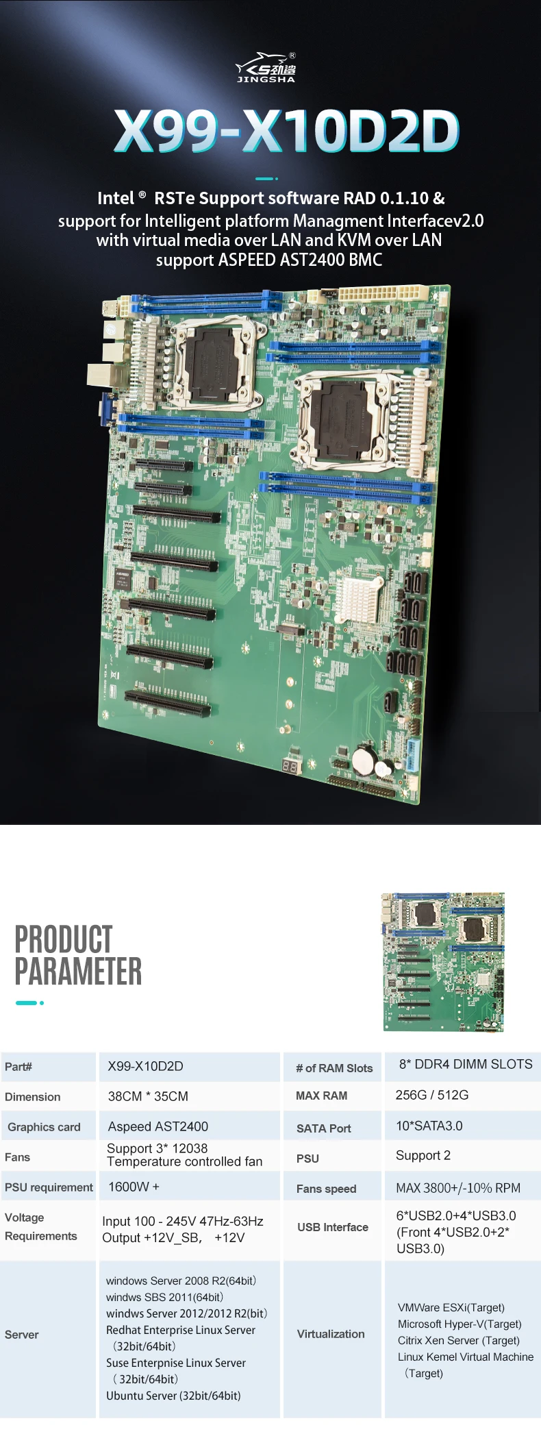 Factory X99-x10d2d Gaming Motherboards Lga 2011-3 V3/v4 Cpu Ddr4 256g ...