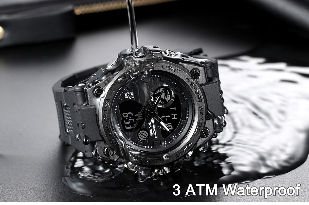 Sanda 739 Men Watches Waterproof Sport Wristwatch Dual Display Digital ...