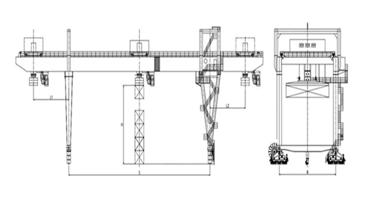 RMG Rail Mounted Gantry Crane Container Type Gantry Frame with Saddles ...
