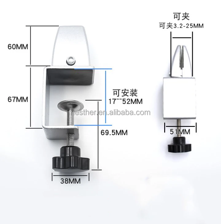 Adjustable Wooden Panel Clamp Desk Divider - Aluminum Table Clamp