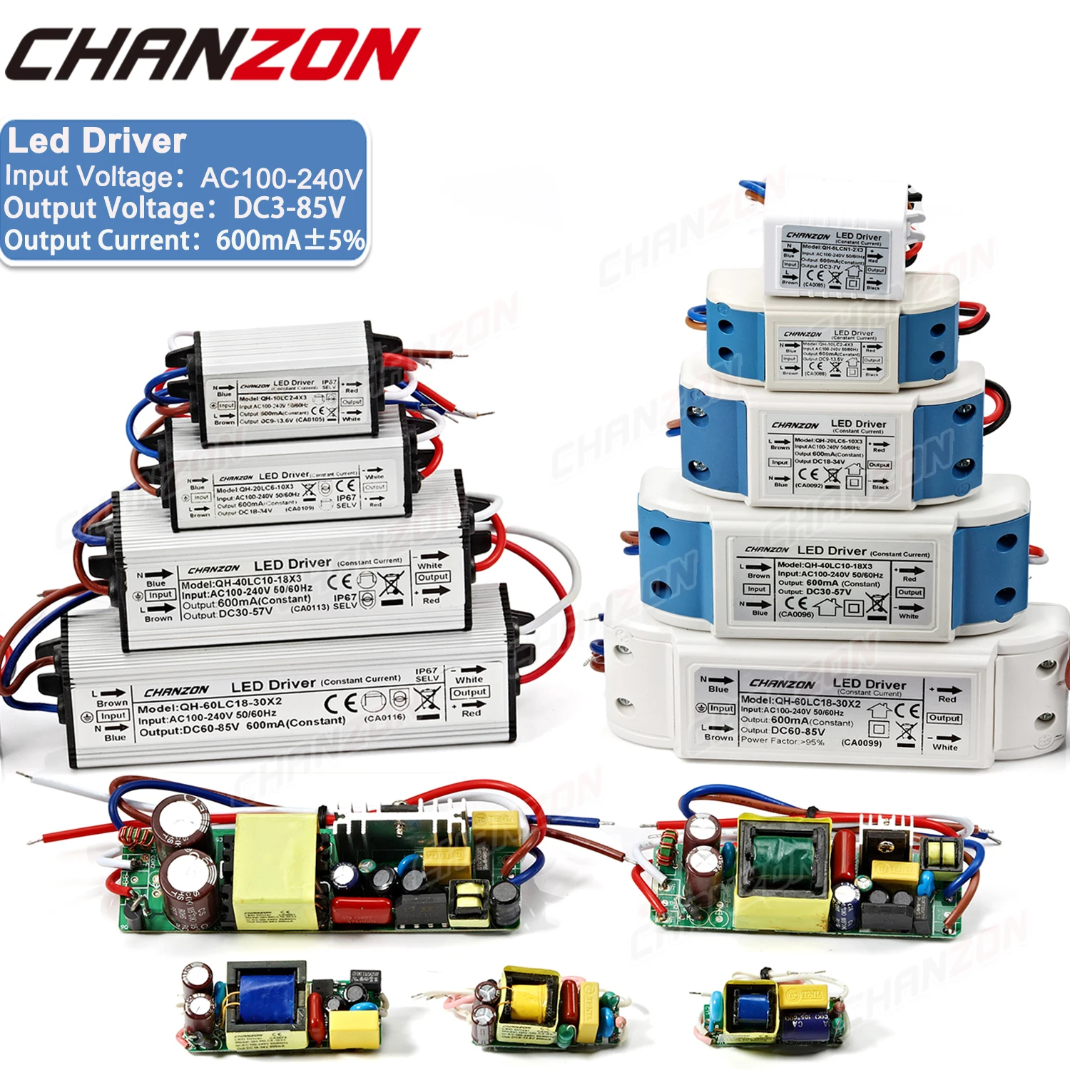 600Ma Constant Current Led Driver 6W 10W 20W 36W 50W 52W Outdoor Light ...