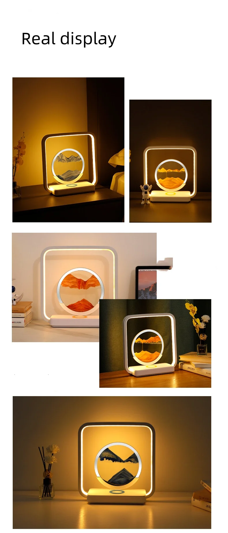 Modern Decorative Wireless Charger Lamp - Quicksand Painting Hourglass ...
