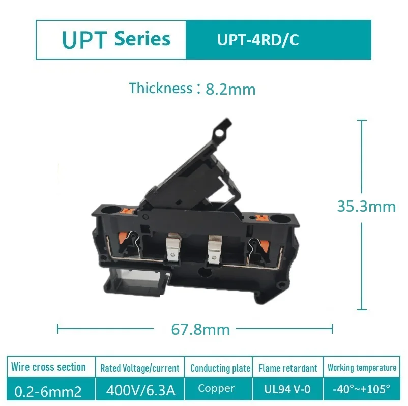 Upt-4 Rd/c Fuse Holder Wiring Connector Clamp Led Carrier With Lever Fast Push In Terminal ...
