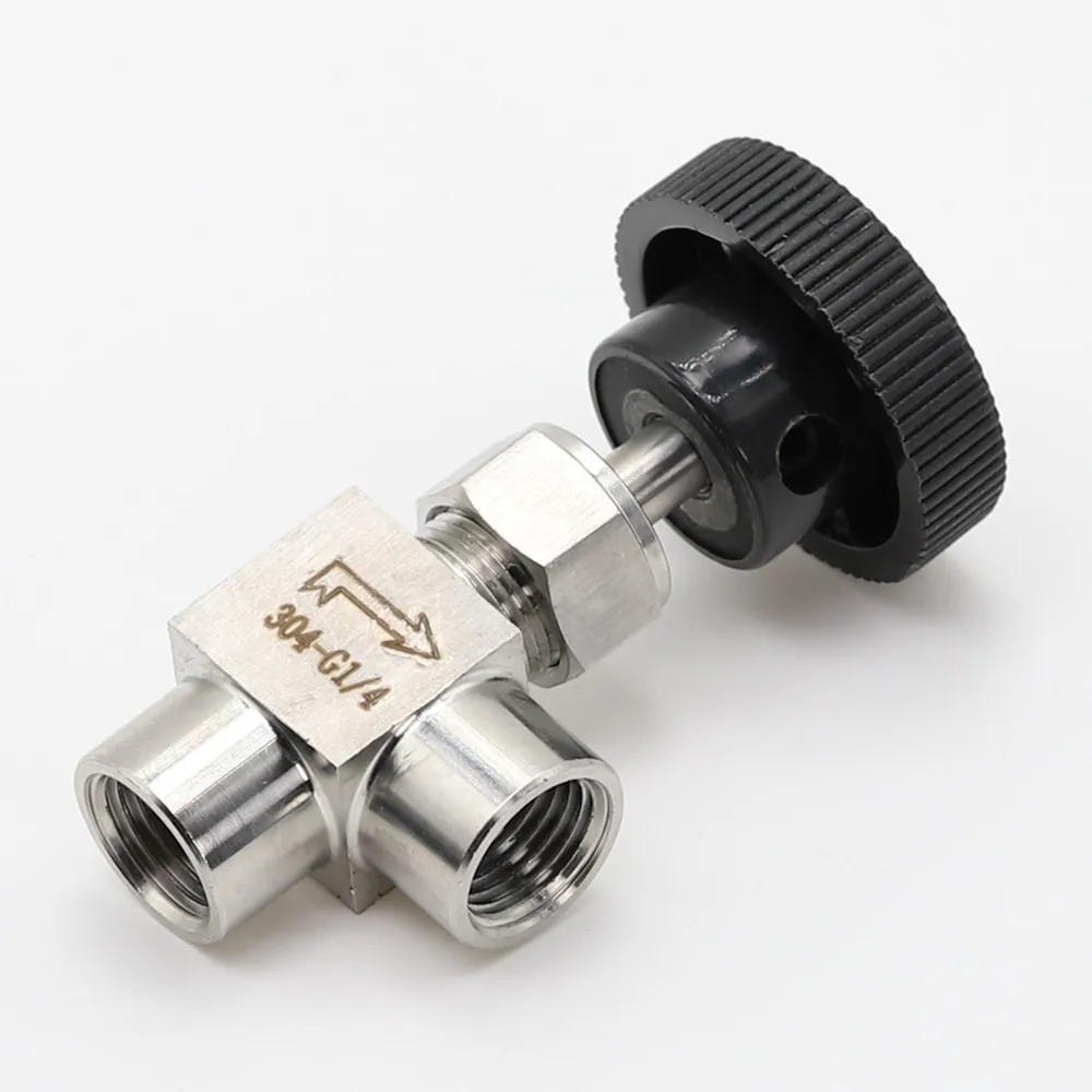 1/8" 1/4" 3/8" 1/2" Bsp Female Thread Adjustable Needle Valve 90 Degree ...