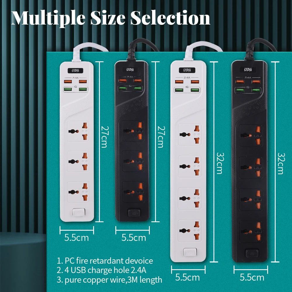 Winning Star Power Socket Universal 8 Ways Strip St-4002 4 Usb Port ...
