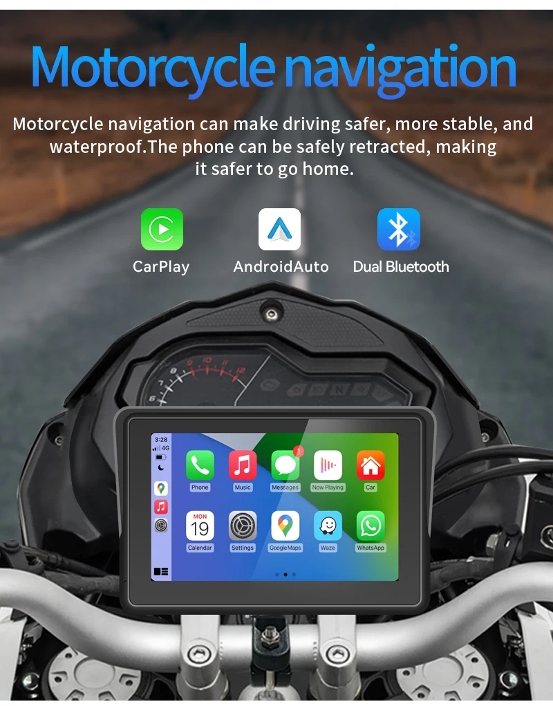 5 Inch Wireless Carplay Android Auto Motorbike Screen Motorcycle Gps ...
