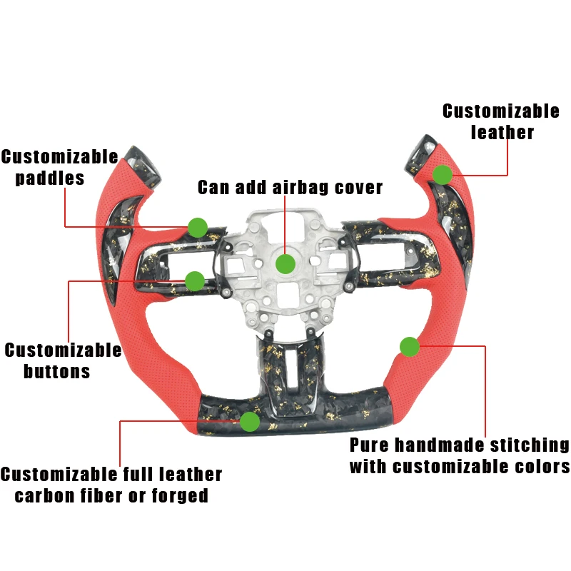 Carbon Fiber Steering Wheel Fit For Ford Mustang 2015-2017 2018-2021 ...