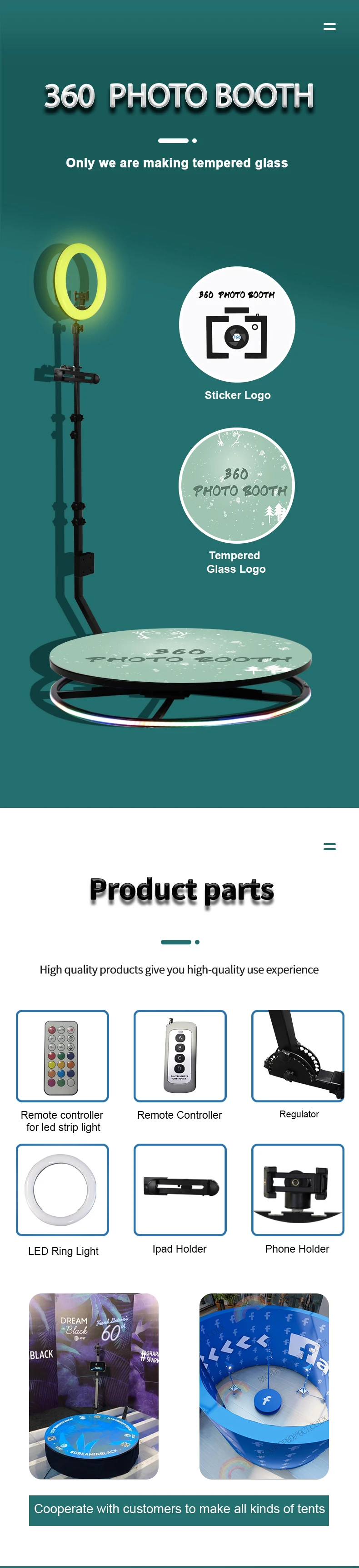 Spin 360 Degree Photo Booth Intelligent Remote Control Rgb Light Slow ...