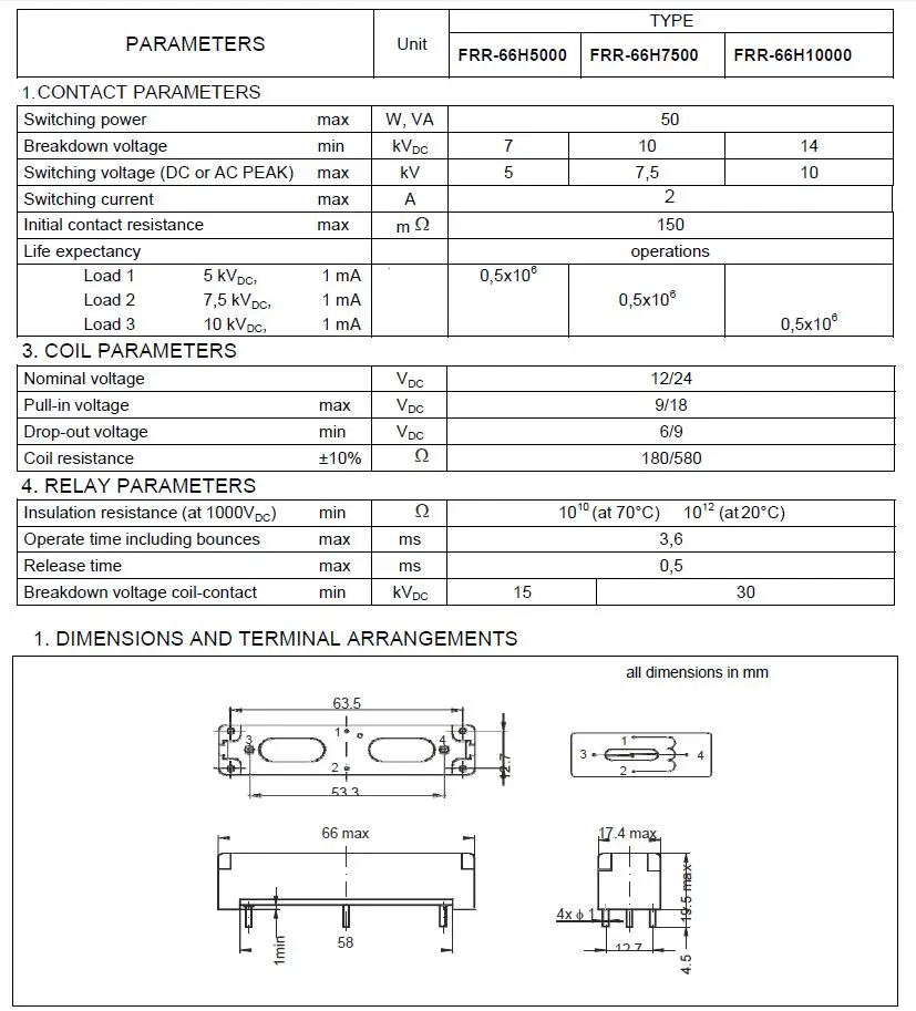 High Voltage 5KV to 12KV Reed Relays for Auto Control System Industrial ...