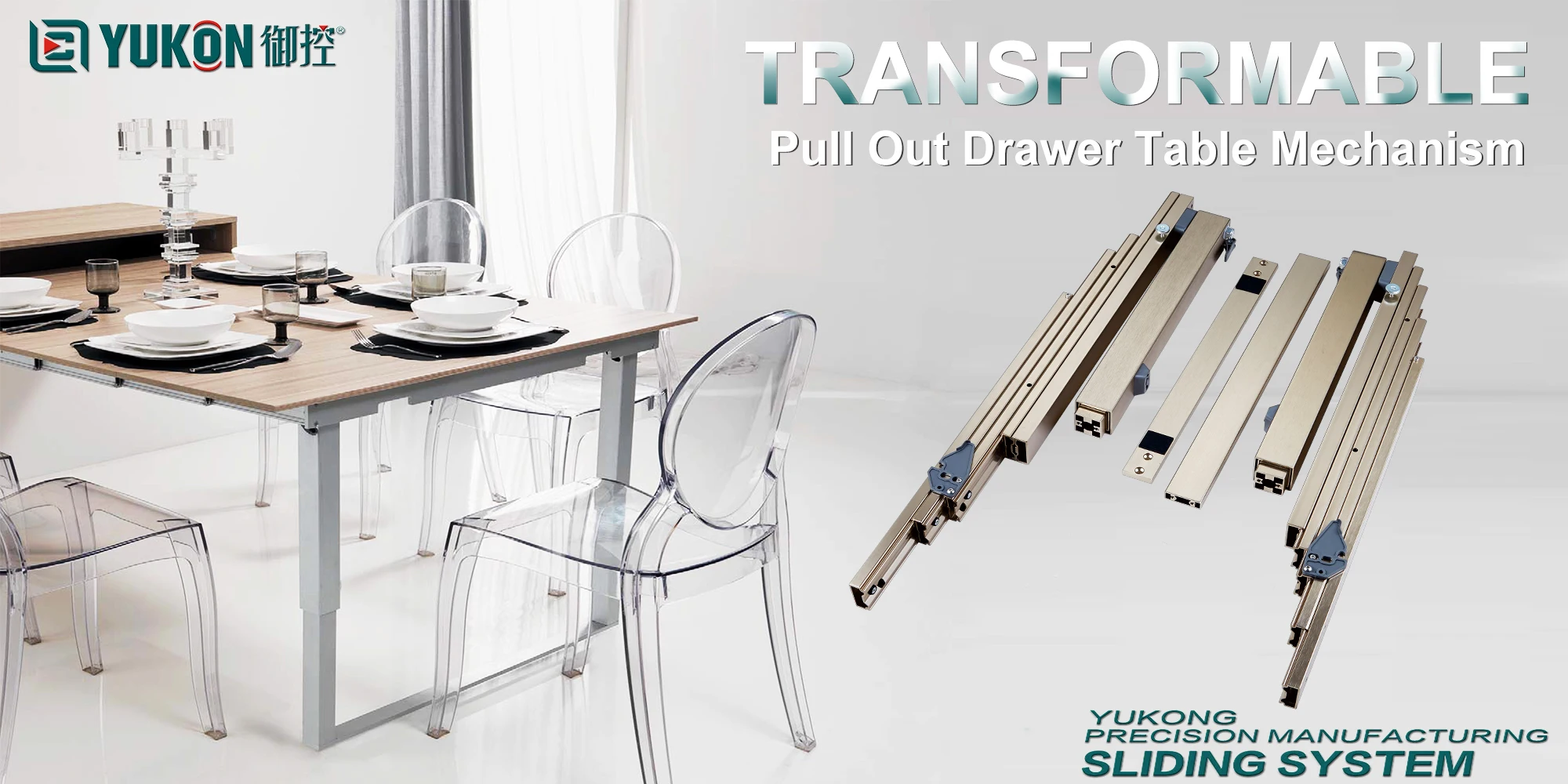 Aluminum Telescopic Pull Out Extending Table Slide Extension Table ...