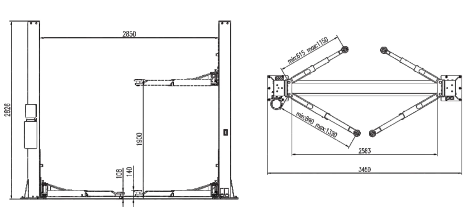 4T Two Post Car Lift - Efficient Lifting Solutions