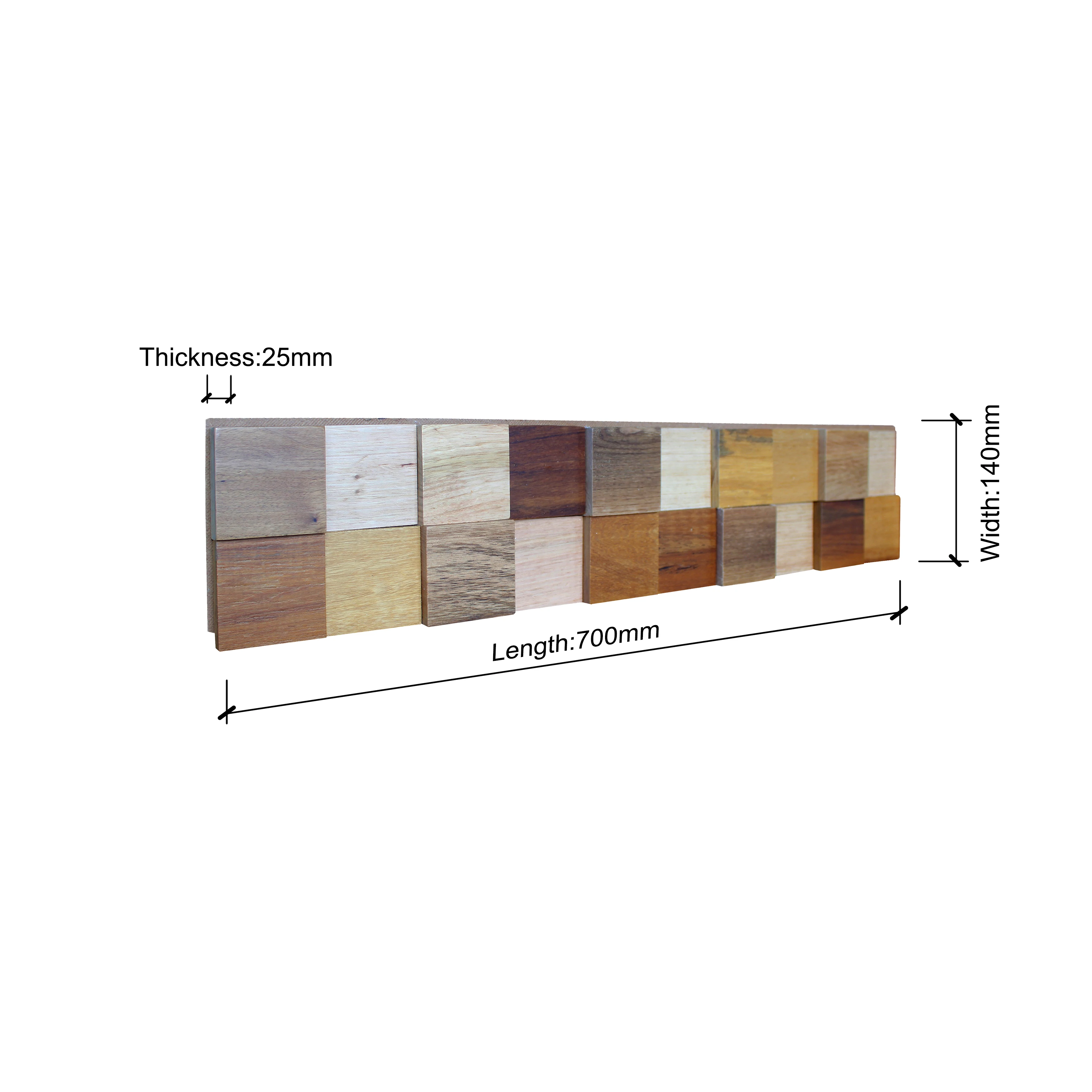 Modern Square-type Feature Design 3d Oak Wood Wall Panel Mix Color Oak ...