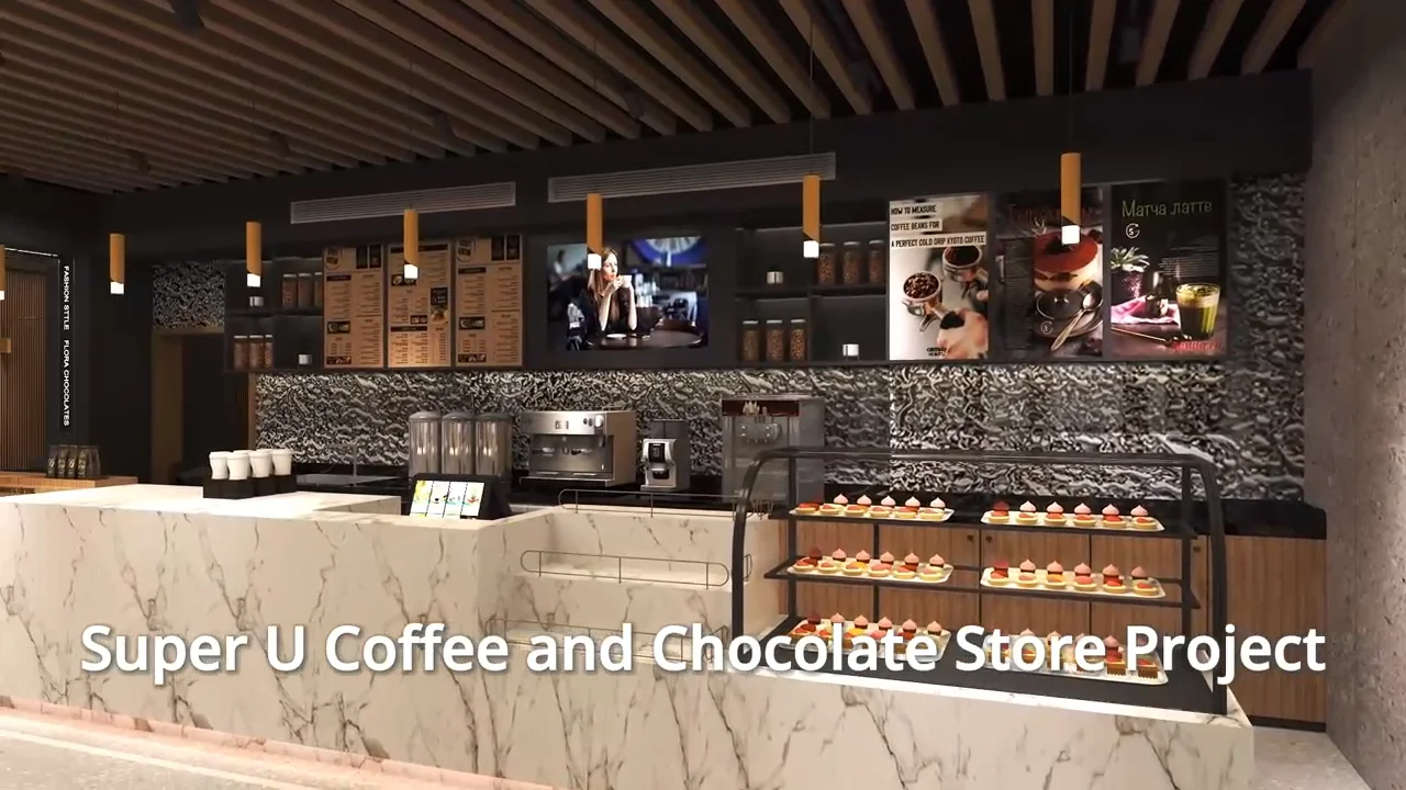 Custom Bubble Tea Cafe Shop Decoration Wooden Milk Tea Shop Display ...