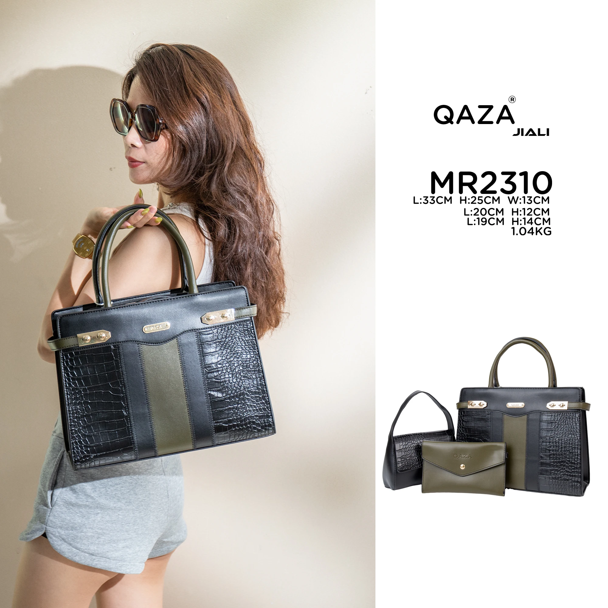 Jiali QAZA Large 3-in-1 Tote Crossbody Handbag PU Leather Fancy Hand ...