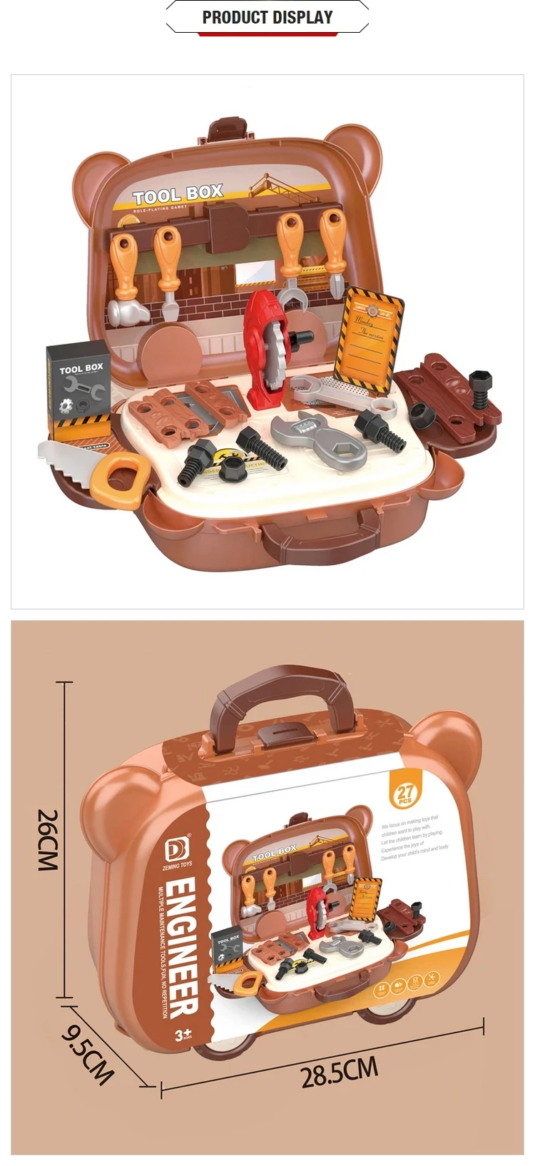 Sliding Handheld Box Construction Pretend Play Sets Children Tool Toy ...