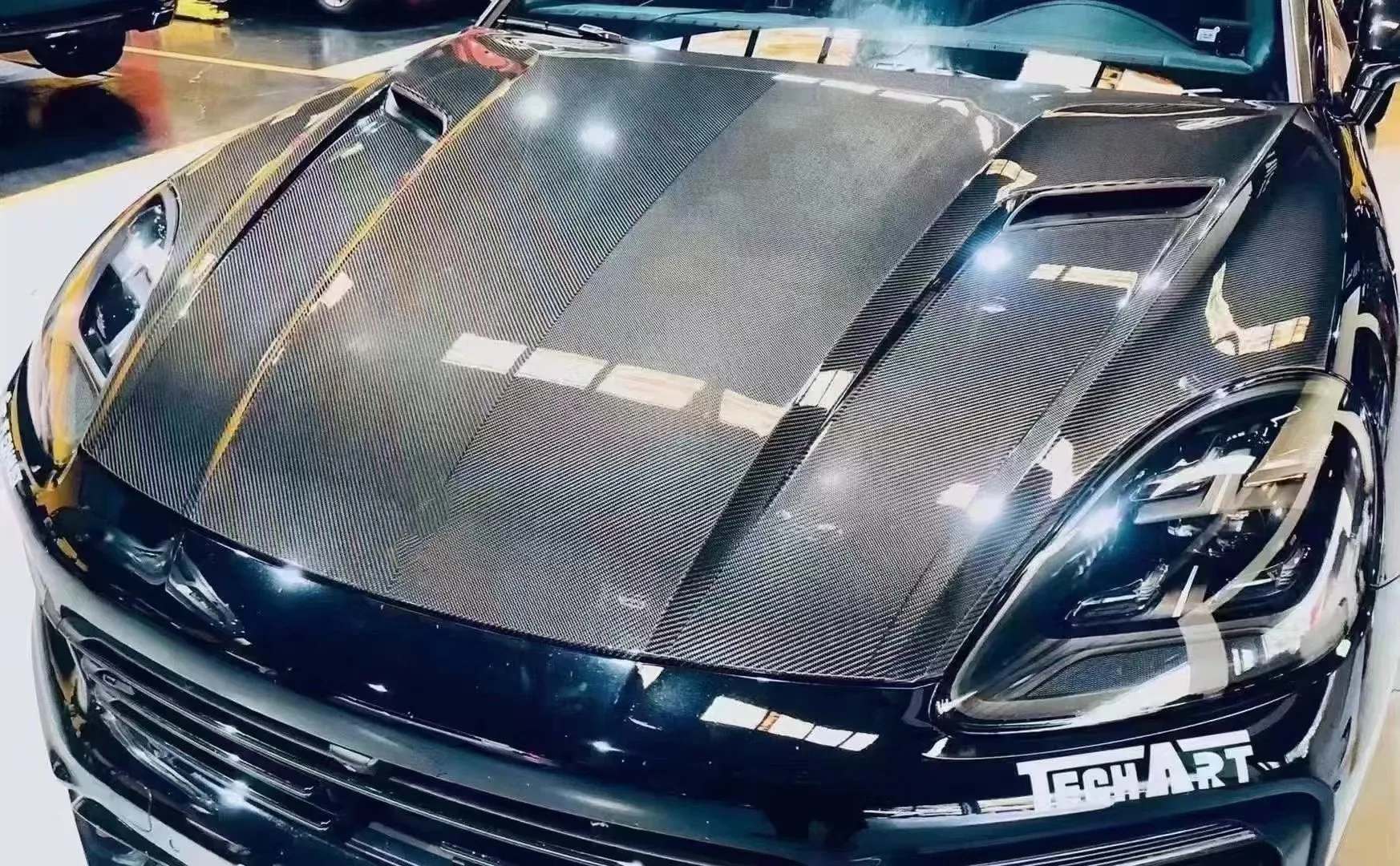 For Porsche Cayenne Carbon Fiber Hood Cayenne Upgrade Th Style Carbon ...