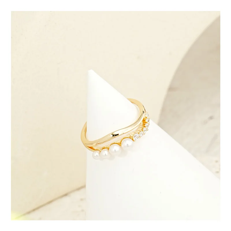 1 PCs to Customization Natural Freshwater Pearl Double Ring S925 Plated in 14K Gold| Alibaba.com