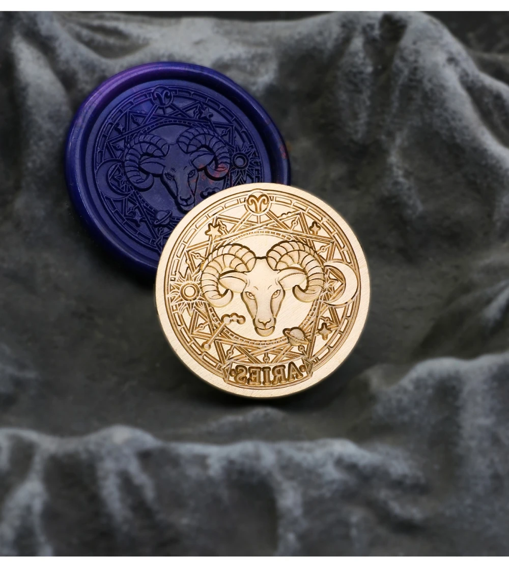 Full Set 12 Zodiac Signs Magic Theme Wax Seal Stamp Heads Solid Brass ...