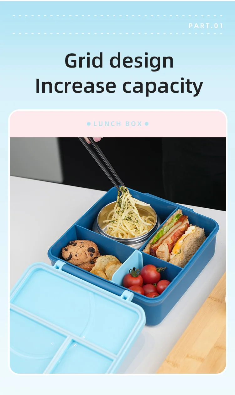 3 Compartment Bento Tiffin Box - Perfect for Kids' Lunch