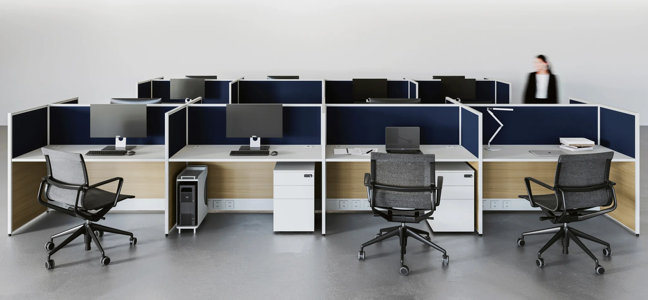 Soundproof Cubicle Workstation with Mobile File Cabinet Ergonomic Desk ...
