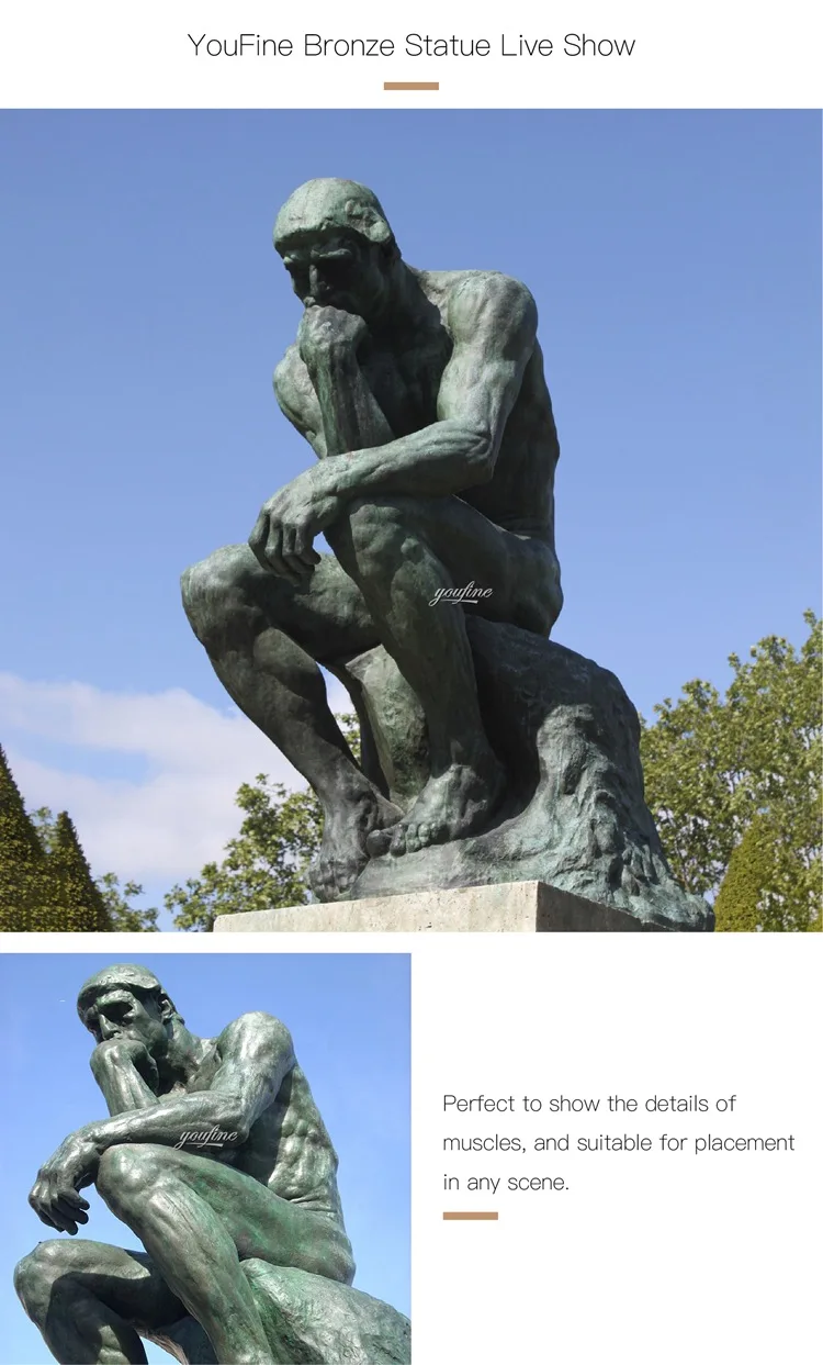 Outdoor Large Art Metal Sculpture - Rodin's Thinker Statue