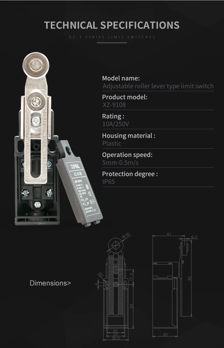 XZ-9108/TZ-9108/ME-9108 adjustable roller arm travel limit switch ...