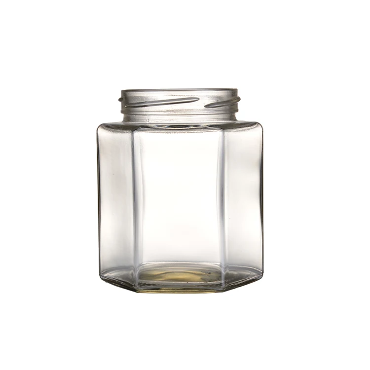 390ml Custom design honey hexagonal wide mouth glass jar for food ...