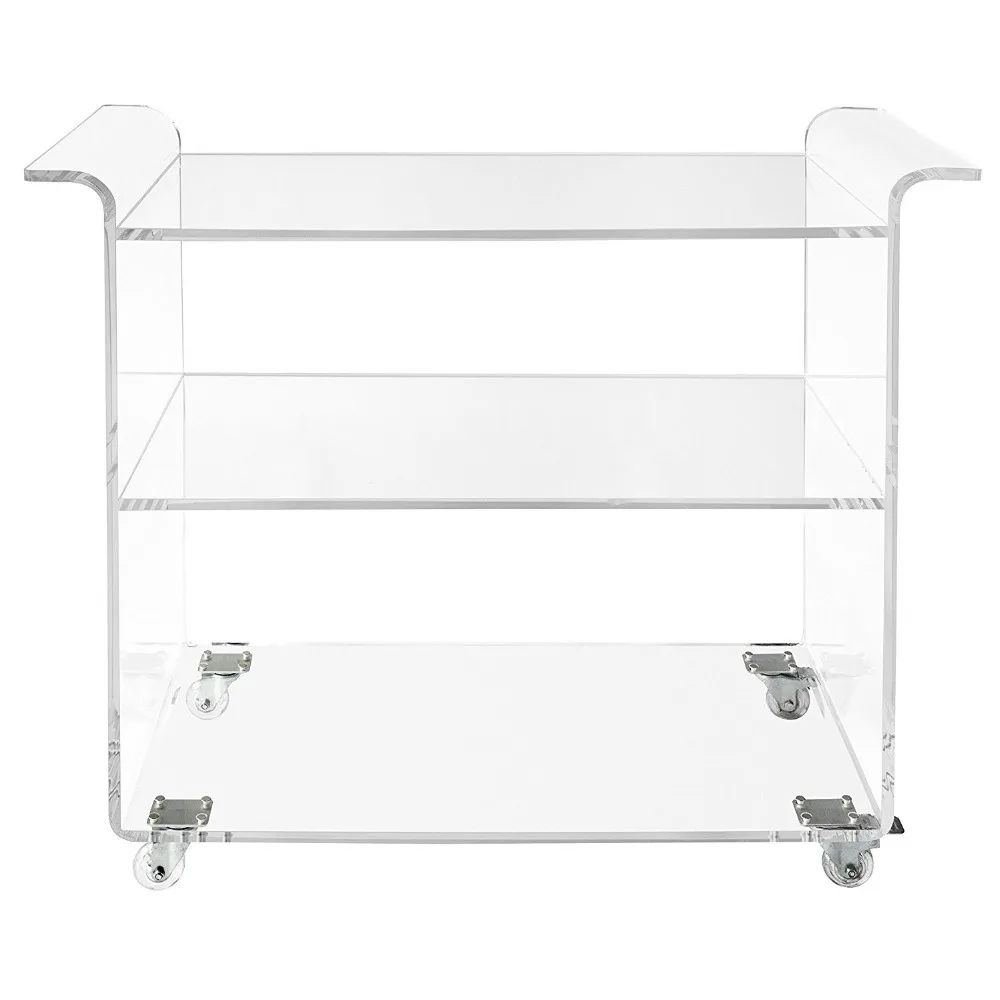 Factory Custom Clear 3-tier Lucite Rolling Drinks Trolley Acrylic Bar ...