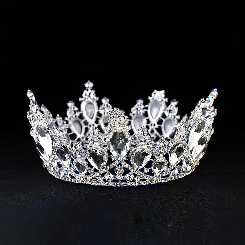 Solid Luxury Multicolor Diamond Bridal Crown - Gold Rhinestones