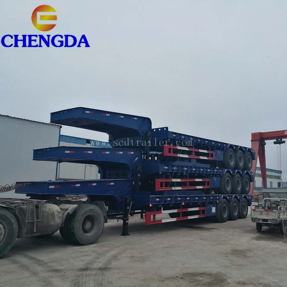 Dijual Truk Tempat Tidur Rendah Semi Trailer,3 Gandar 40t 50t 60t 100t ...