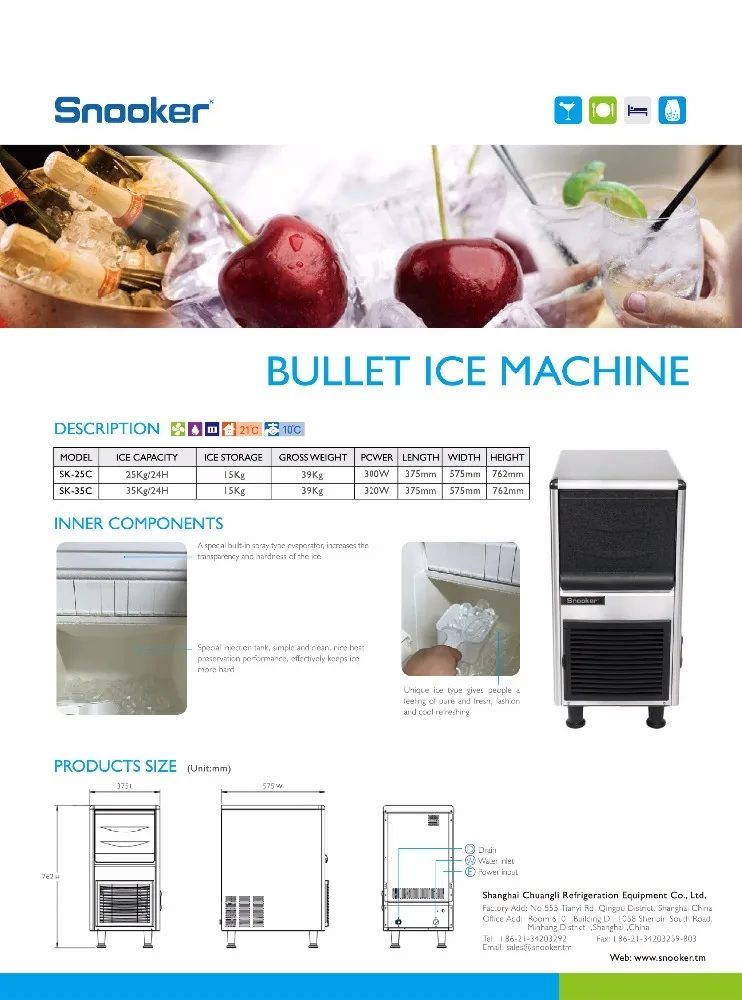 Alibaba.com: Snooker Commercial Bullet Type Ice Maker Making Machine ...