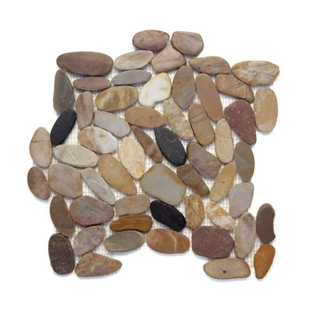 Landscaping Small Flat River Rock Stones Walkway,Sidewalk Black Round ...