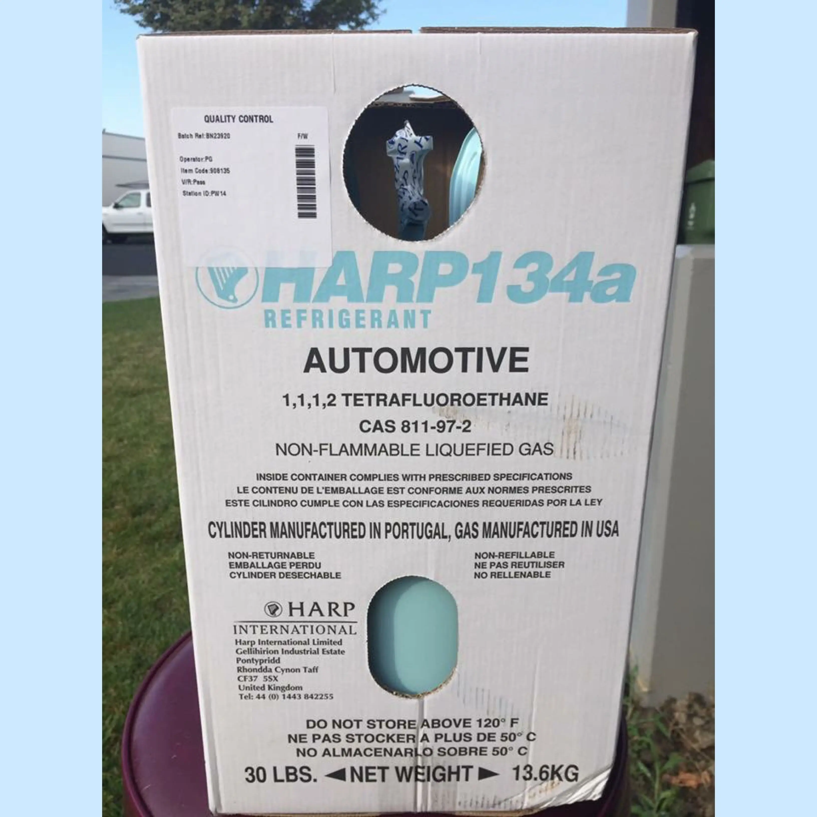 Bouteille Jetable De Gaz Réfrigérant De Marque Harp R134a 13.6kg - Buy R134a Gaz,Harpe R134a ...