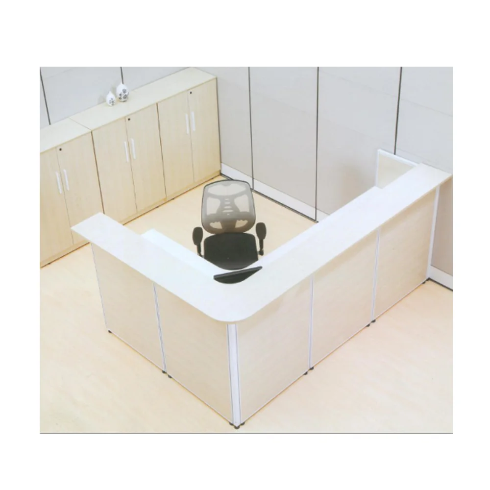 Office Furniture L Shaped Service Counter Reception Table Design Wooden ...