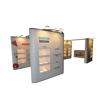 Portable Free Standing Trade Show Exhibition Booth Shelves Pop Up Back ...