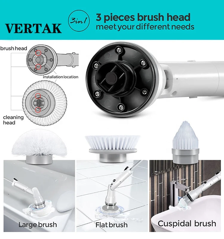 VERTAK 20V Rechargeabble Multi-function Cleaning Brush Scrubber ...