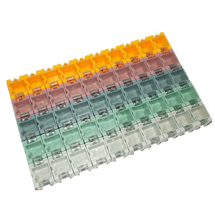 Green plastic electronic component storage box folding small components ...