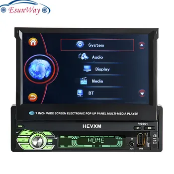 1din 7inch Retractable Screen Head Unit Android Stereo Car Radio Player ...