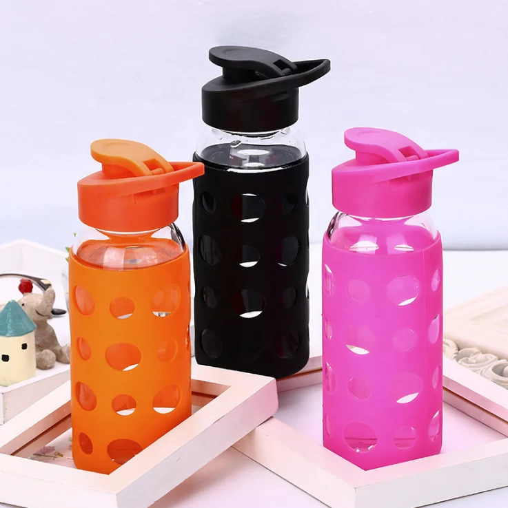 Eco-friendly Cold Heat Resistant Glass Water Bottle With Silicone ...