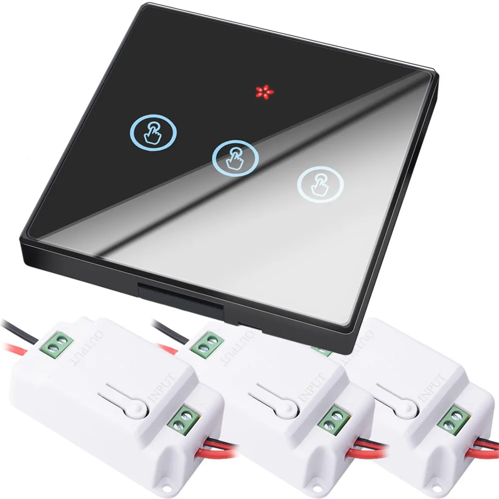 3 Gang Smart Wireless Touch Switch Light Glass Screen Rf Remote Control ...