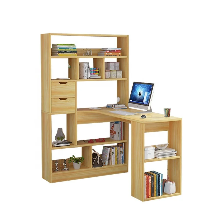 Simple Wood Japanese Computer Desk Bookcase Combination for Study ...