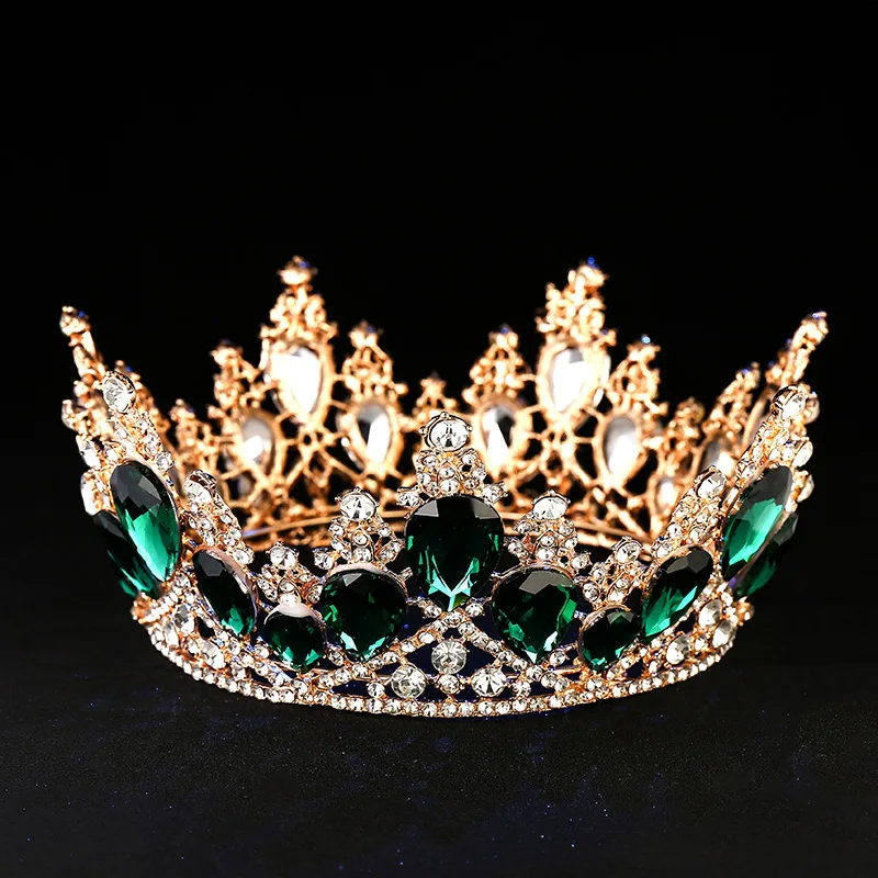 Solid Luxury Multicolor Diamond Bridal Crown - Gold Rhinestones