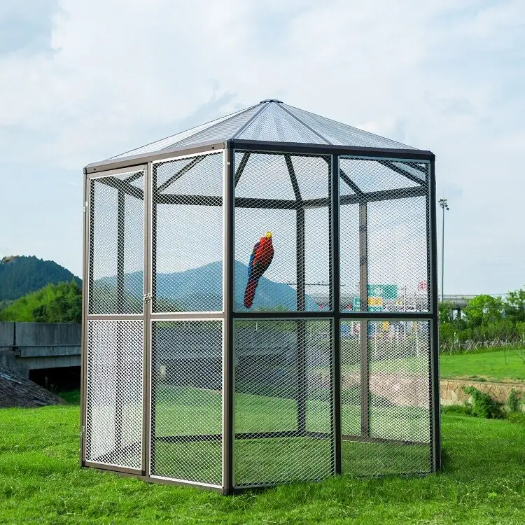 En Plein Air En Aluminium Hexagonal Oiseau Volière Grand Oiseau De ...